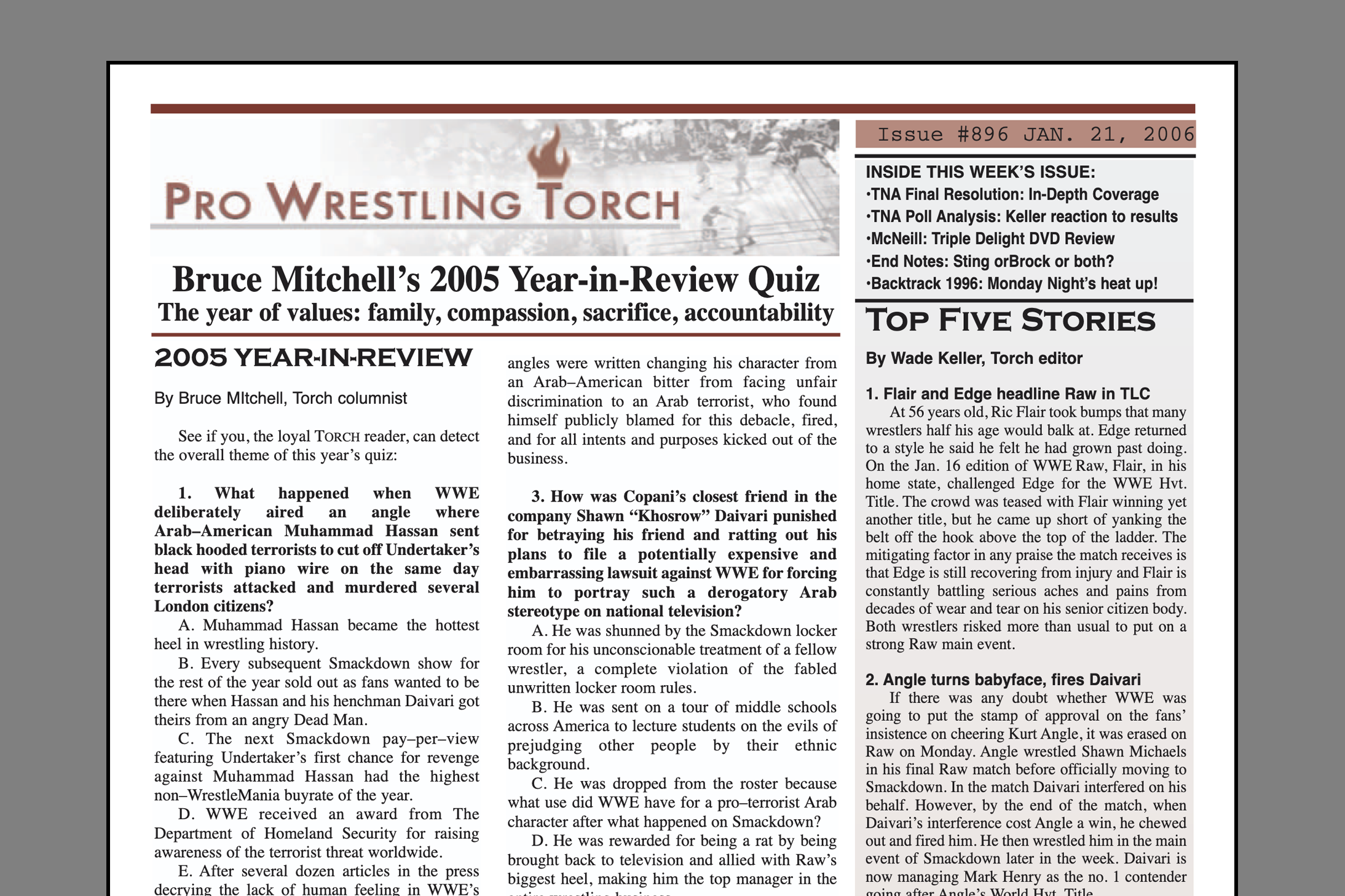 VIP 2005 BACK ISSUE – Pro Wrestling Torch #896 (January 21, 2006 ...